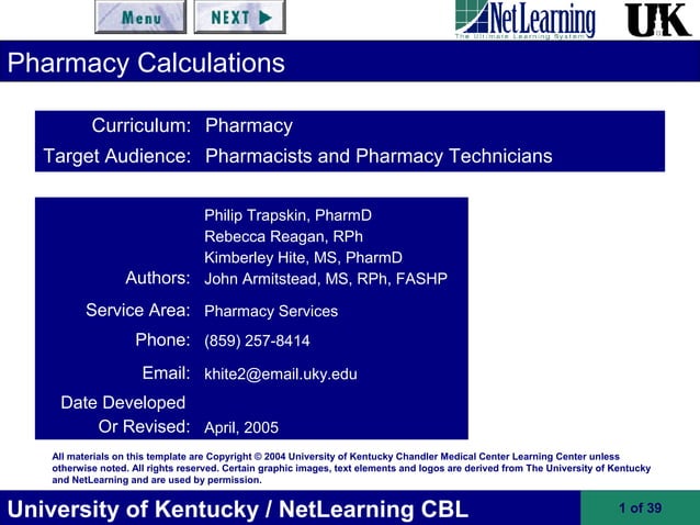 Pharmacy calculations | PPT | Chemistry | Science