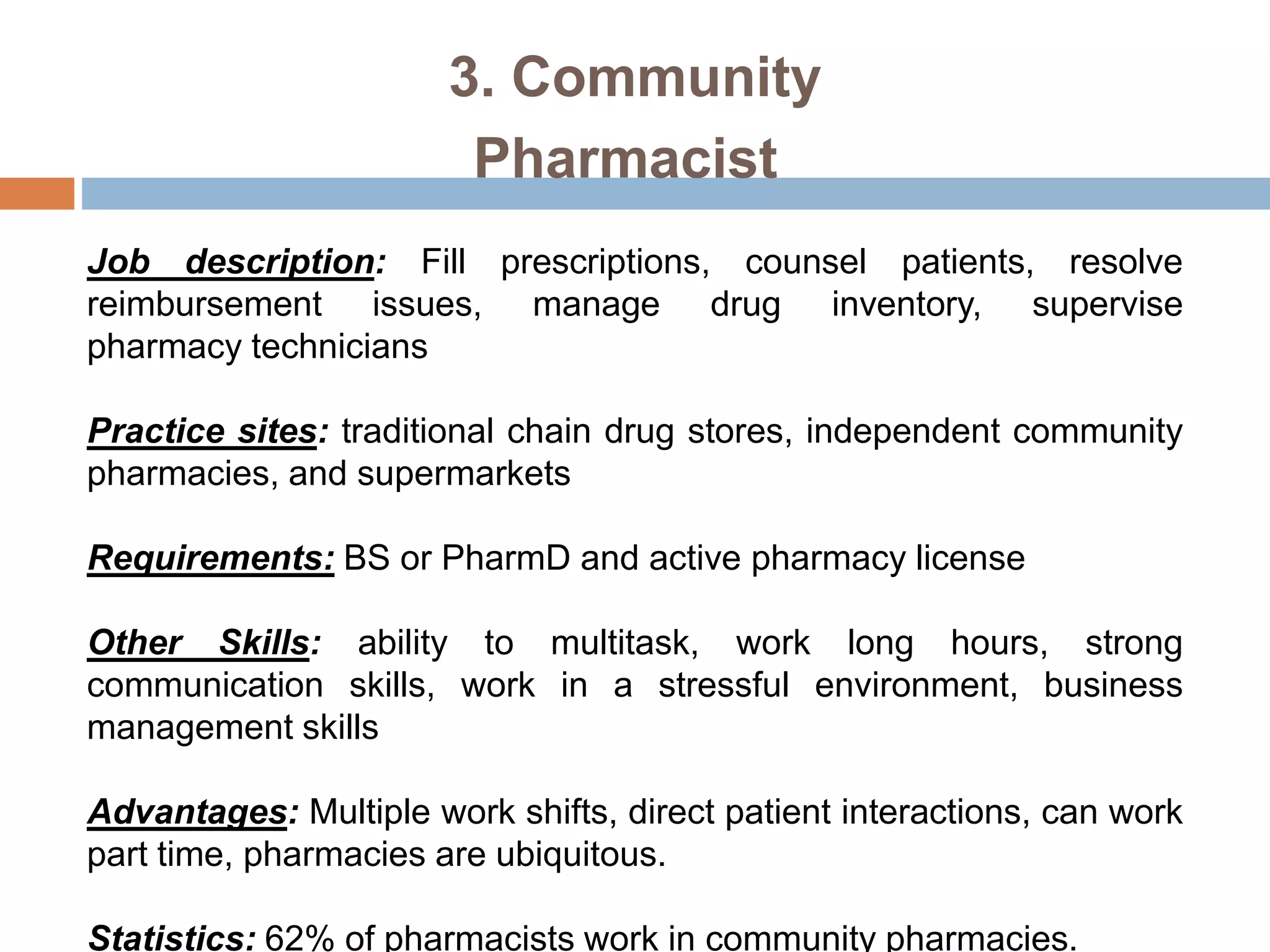 Pharmacy careers & pharmacist practice settings | PPTX