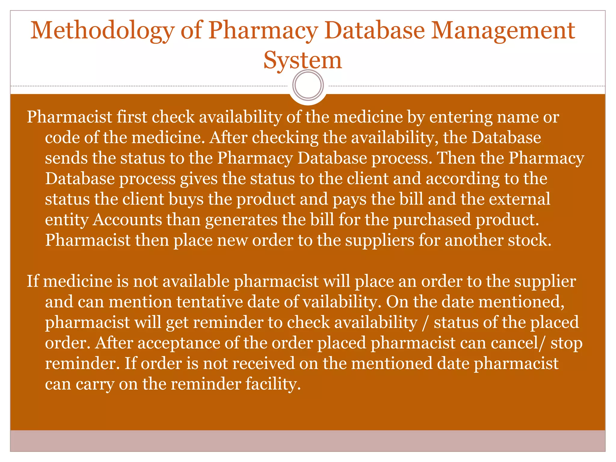 Pharmacy database management system by CustomSoft | PPTX