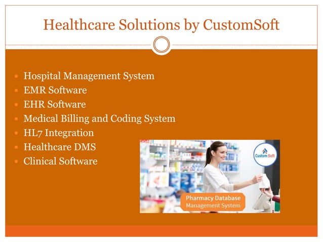 Pharmacy database management system by CustomSoft | PPTX | Databases ...