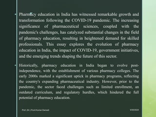 Pharmacy Education in India: A Boom After COVID-19 | PDF