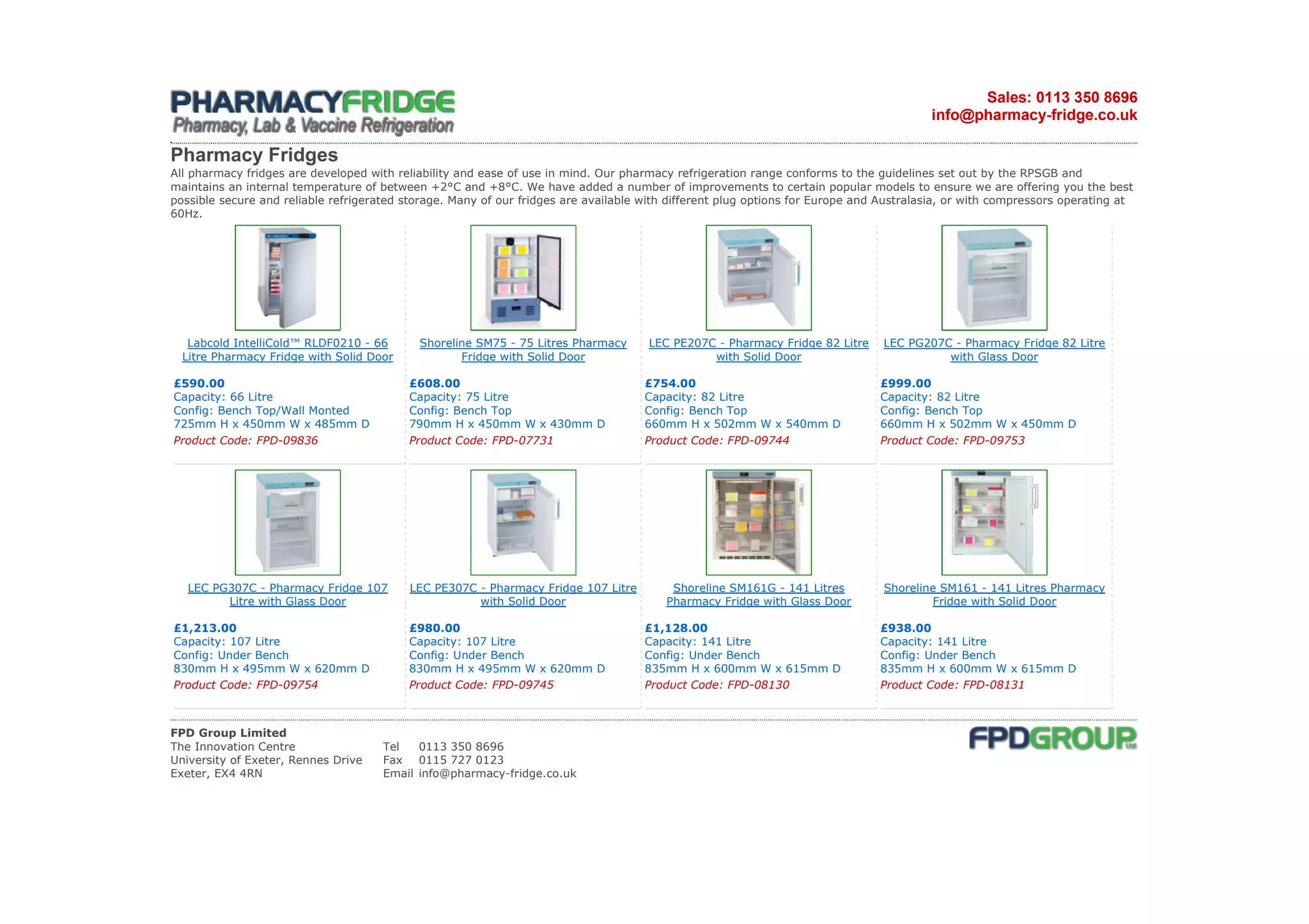 Pharmacy Fridge Brochure | PDF