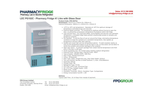 Pharmacy Fridge Brochure | PDF | Pharmaceutical Drugs | Medical Health
