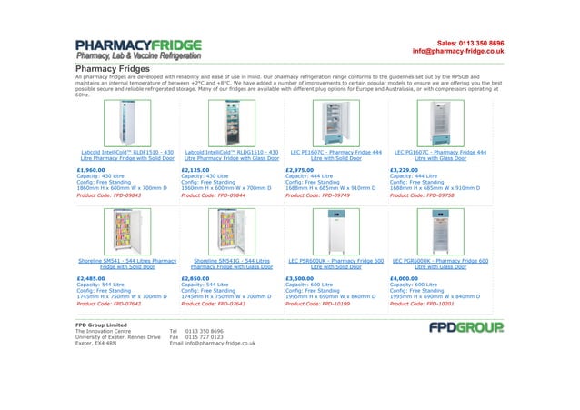 Pharmacy Fridge Brochure | PDF | Pharmaceutical Drugs | Medical Health