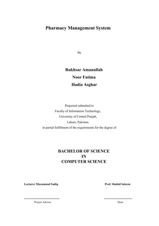 Pharmacy management system fyp documentation | PDF