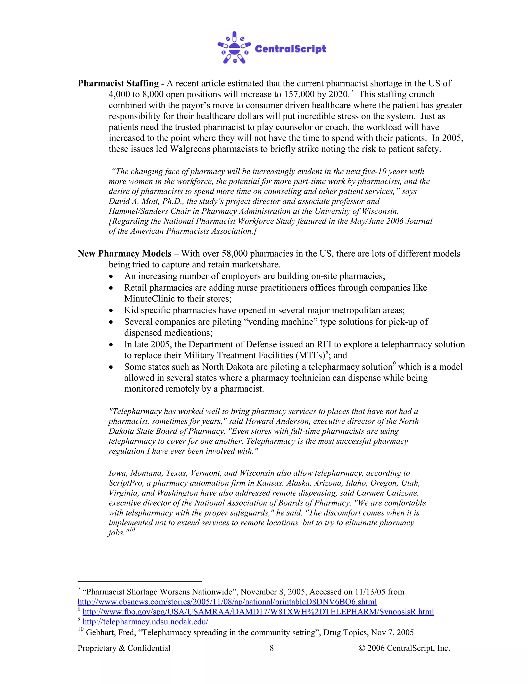 Pharmacy Kiosk Business Plan 2006 | PDF