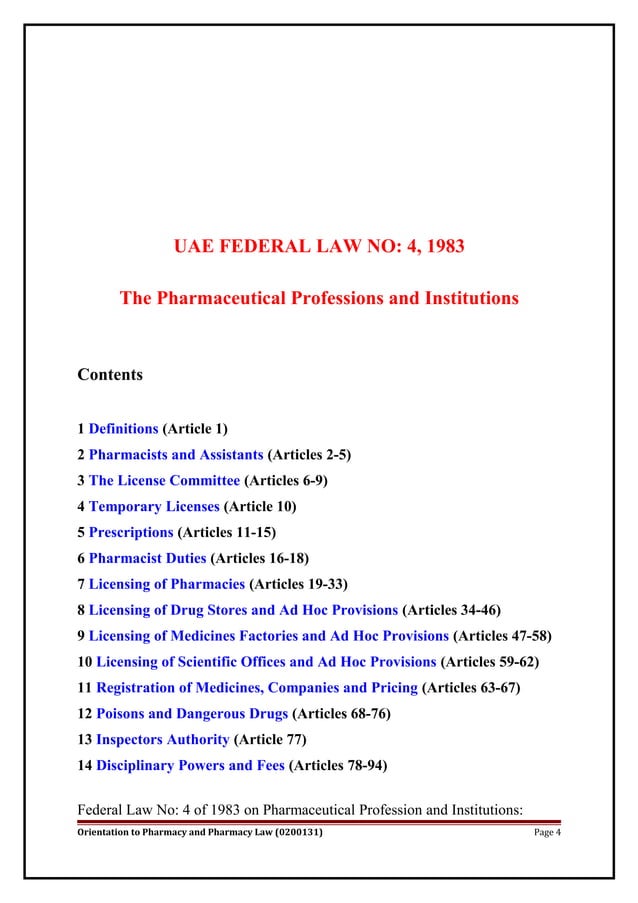 Pharmacy law and regulations 2014 | DOC