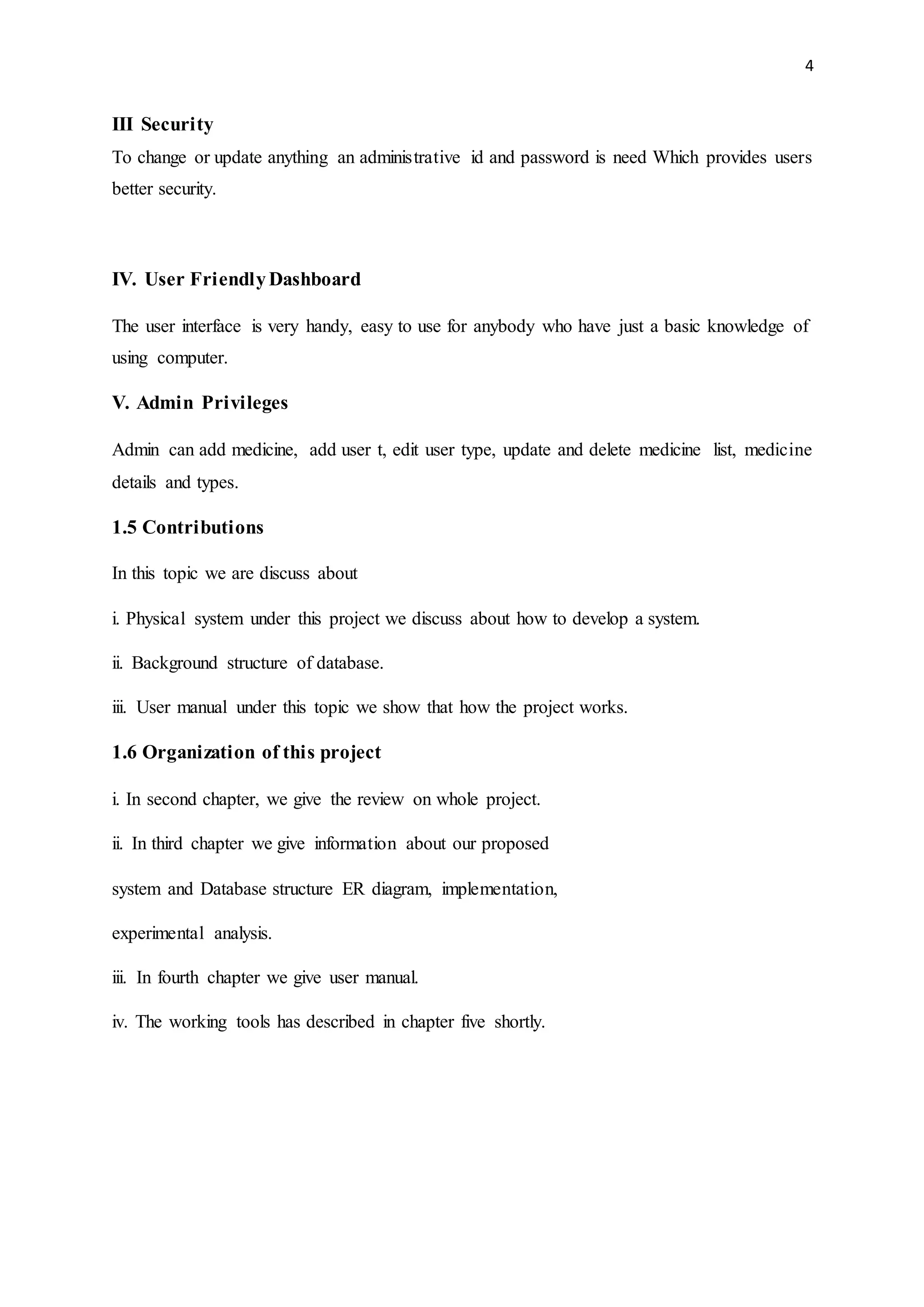 Pharmacy management system project report | DOCX