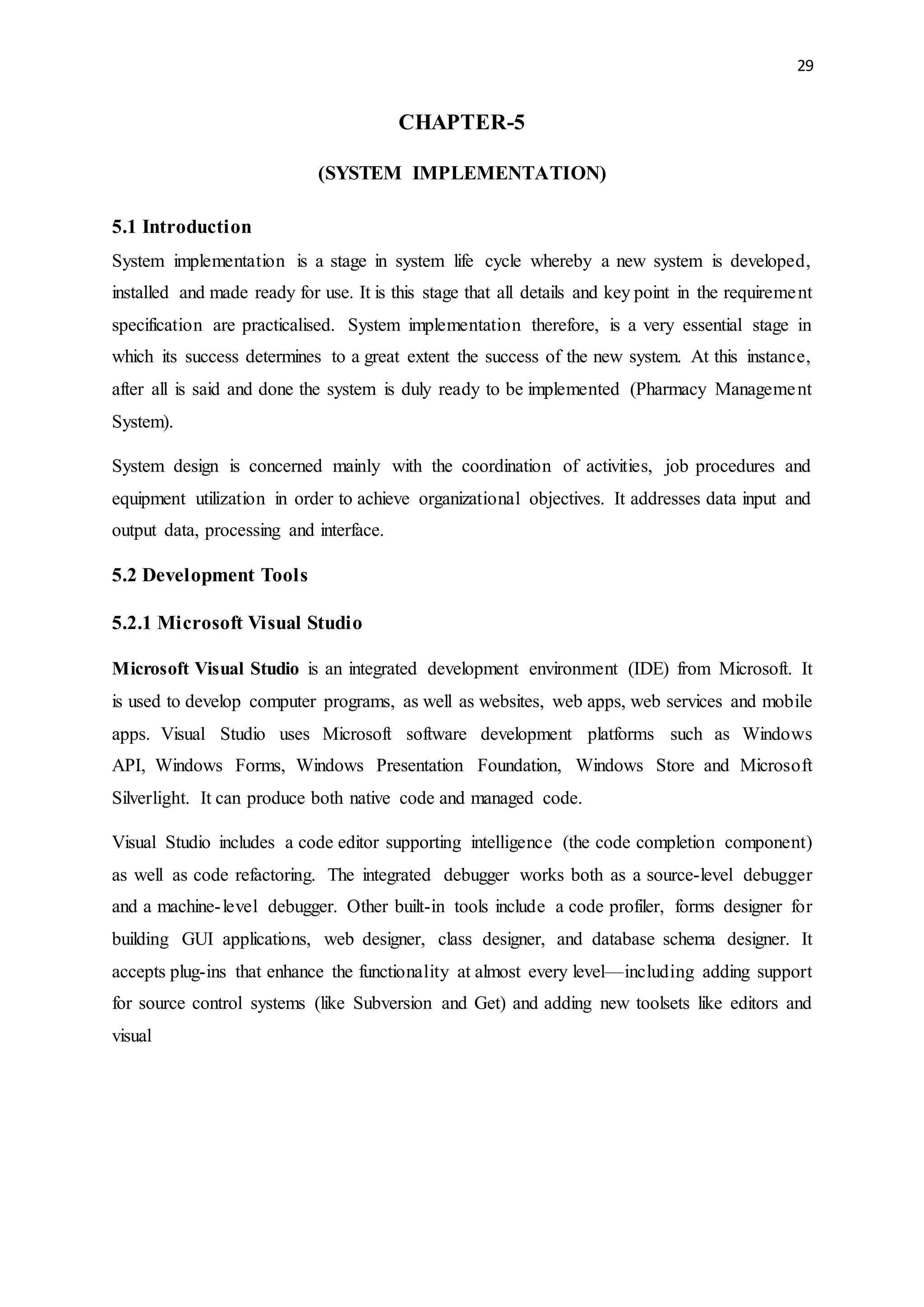 Pharmacy management system project report | DOCX