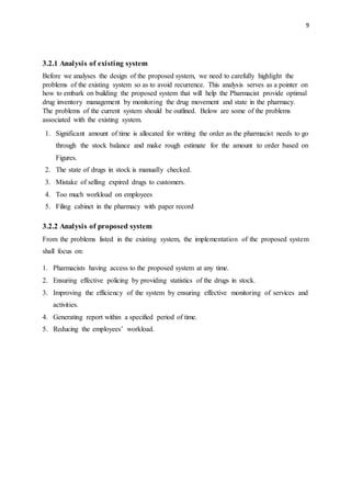 Pharmacy management system project report | DOCX