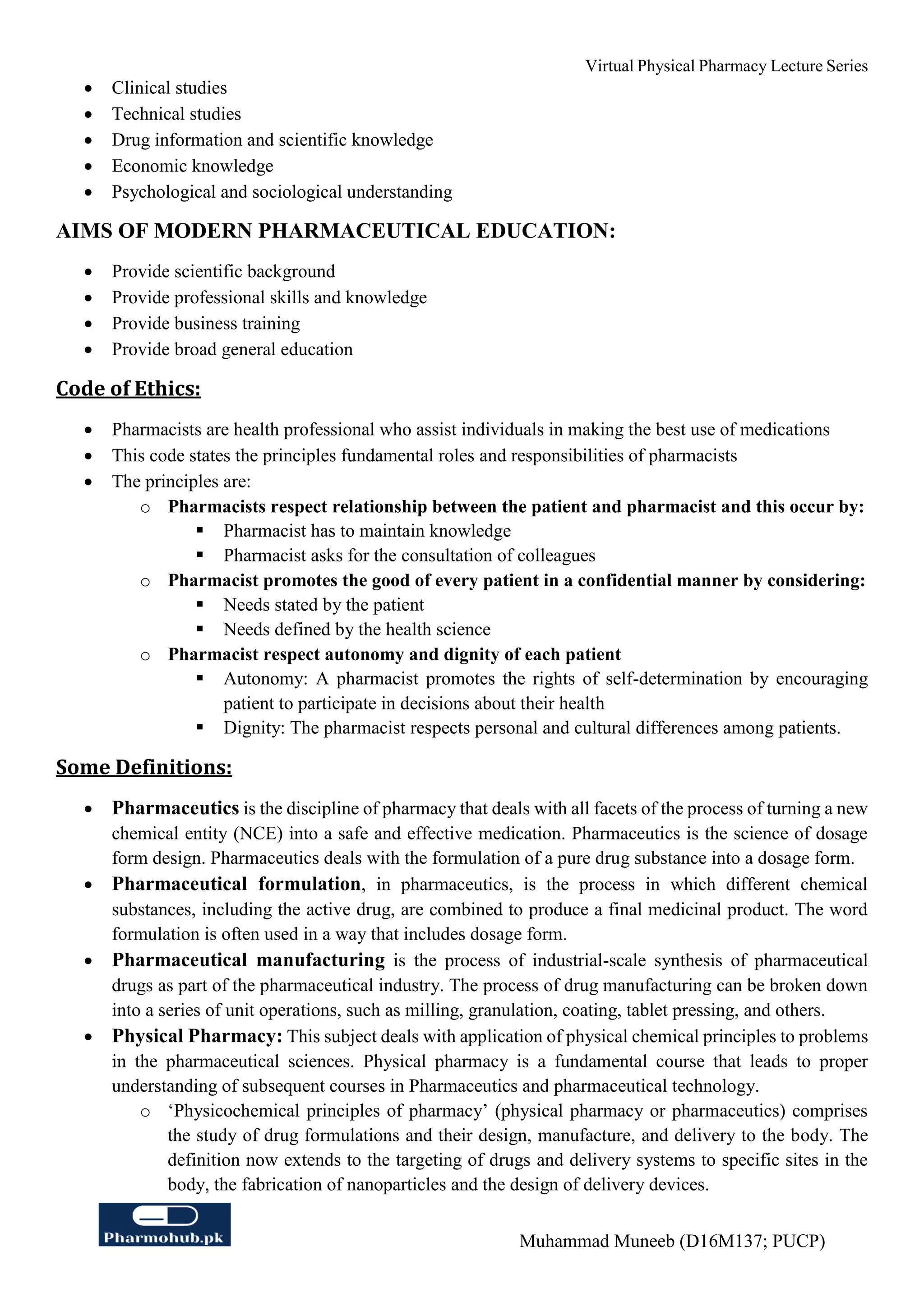 Pharmacy Orientation - Physical Pharmacy | PDF