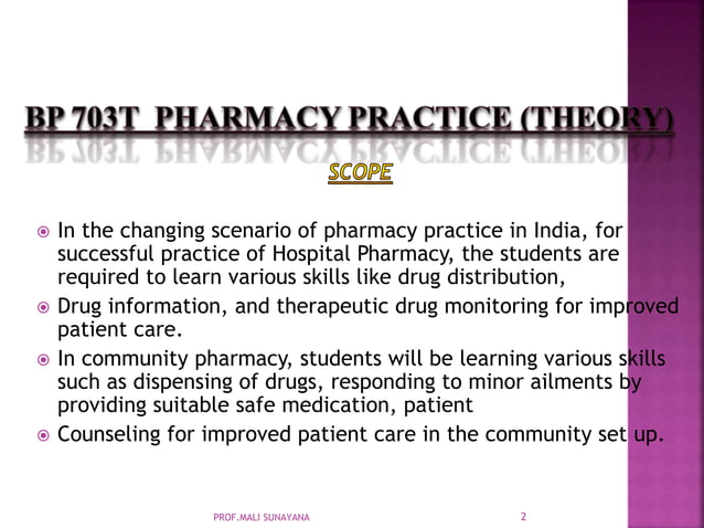 Pharmacy Practice Syllabus Copy | PPT