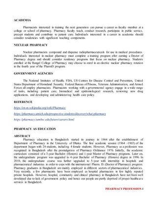 Pharmacy profession | DOCX