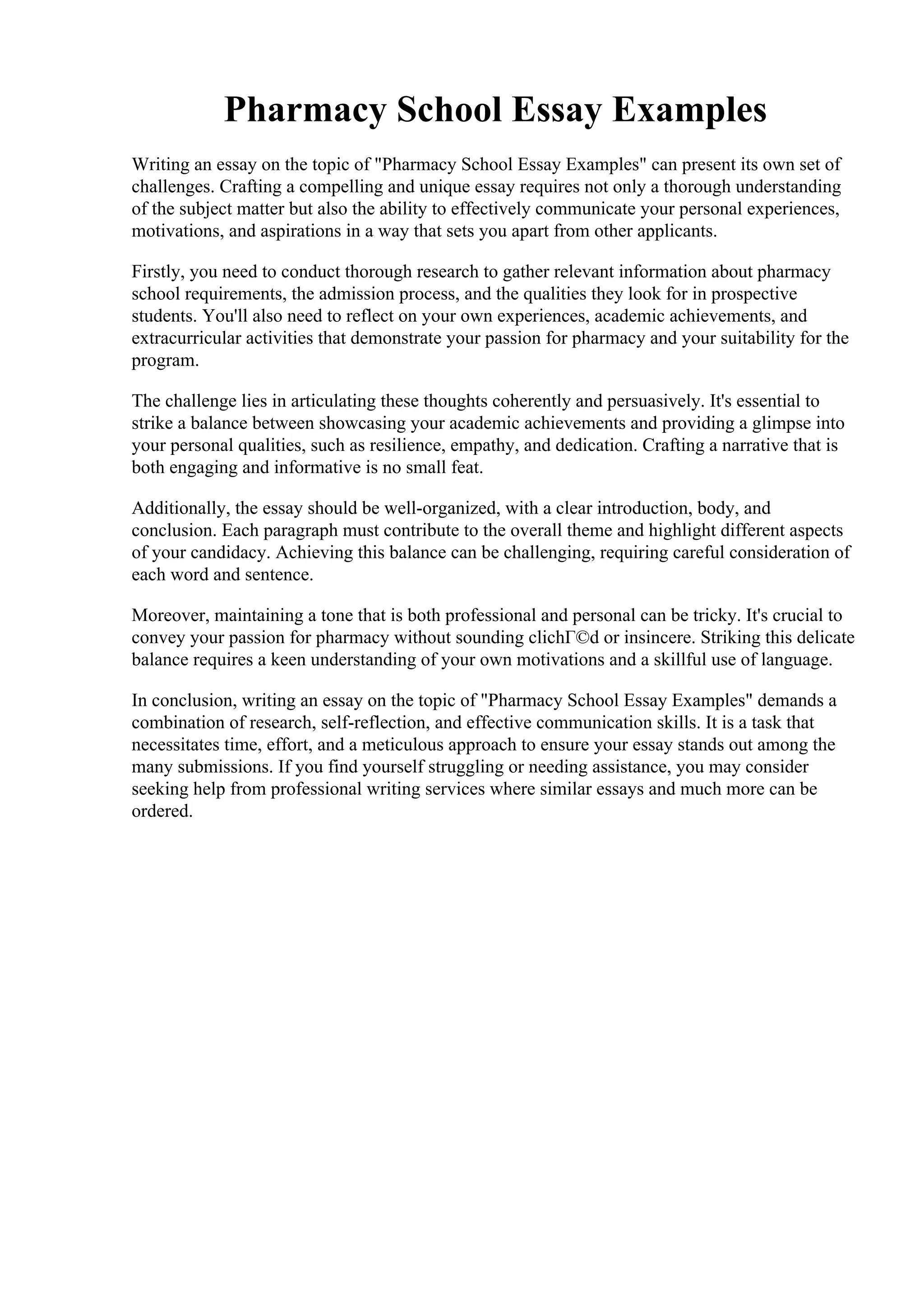 Pharmacy School Essay Examples.pdf | Healthcare Industry | Industries