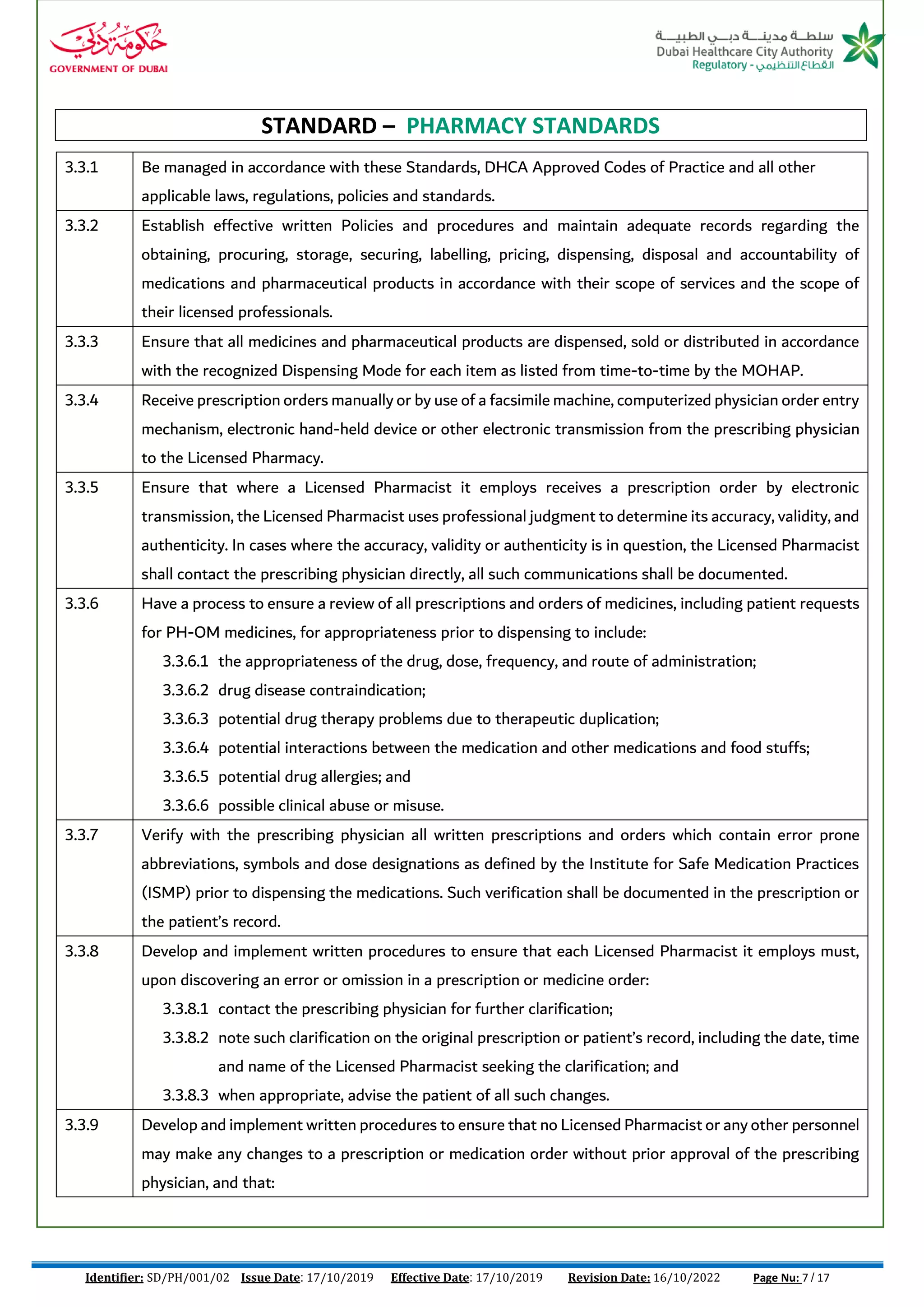 Pharmacy Standards | PDF