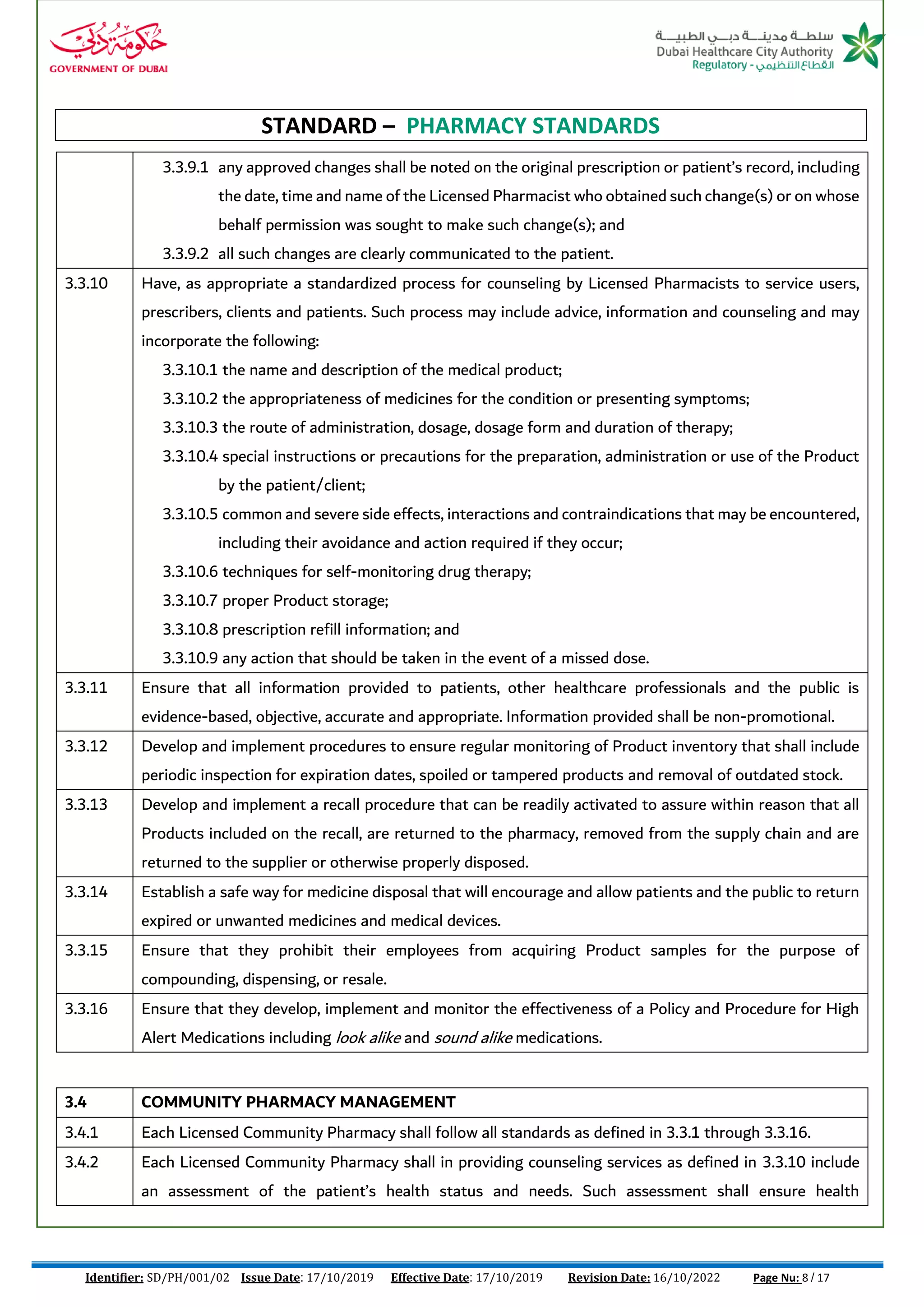 Pharmacy Standards | PDF