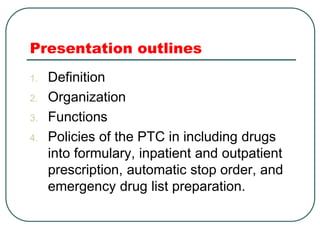 Pharmacy & Therapeutics Committee.ppt | Substance Abuse | Diseases and ...
