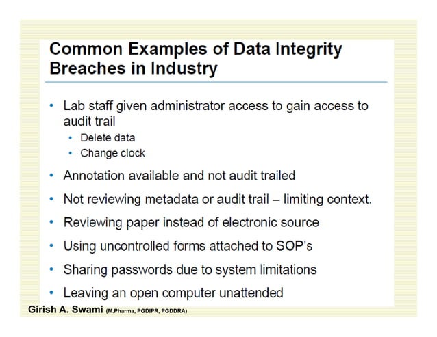 Pharma data integrity | PDF | Databases | Computer Software and Applications