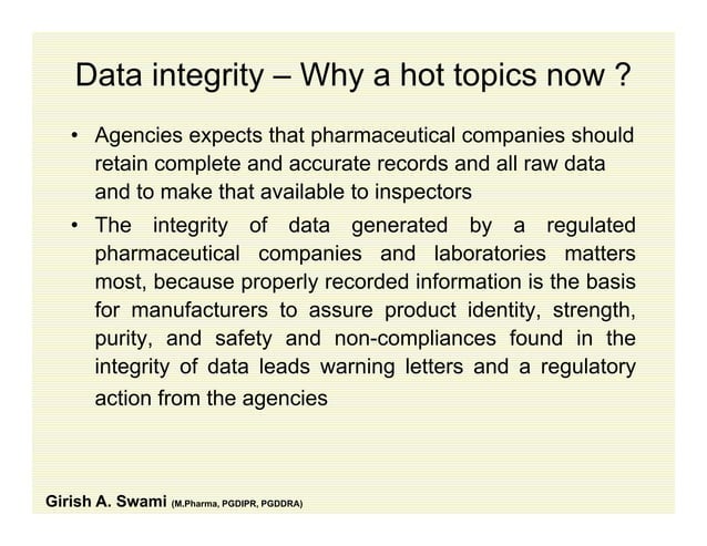 Pharma data integrity | PDF | Databases | Computer Software and Applications