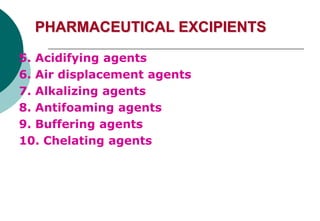 Pharma excipients antioxidant,acid,alkali,preservative | PPT