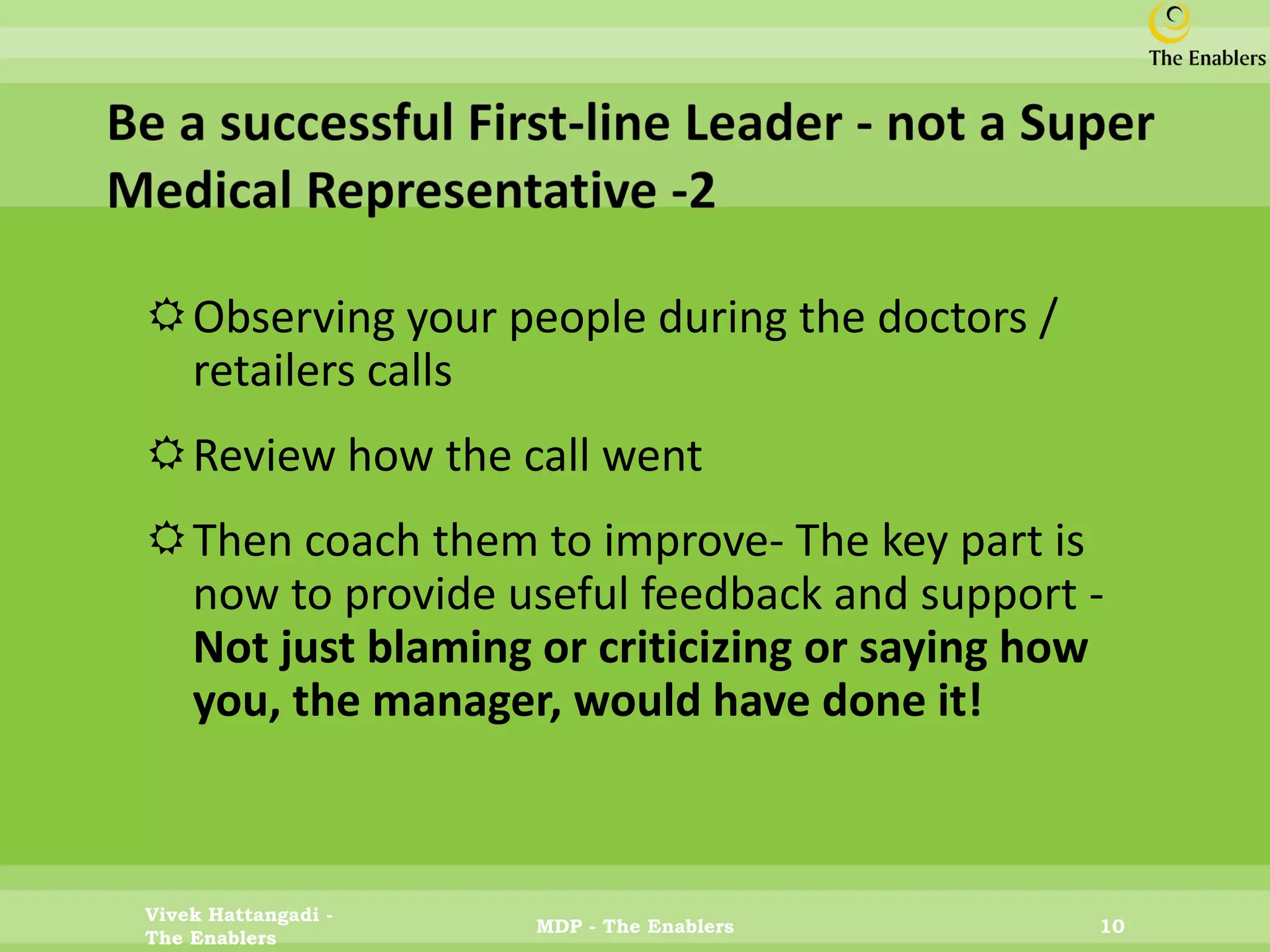 PHARMA FIRST-LINE LEADERS - KRAs | PDF