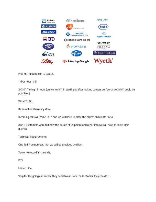 Pharma inbound voice process without upfront | PDF