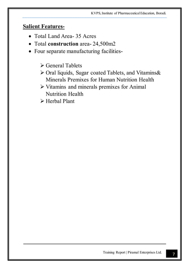 pharmacy Industrial training report | PDF | Herbs and Supplements ...
