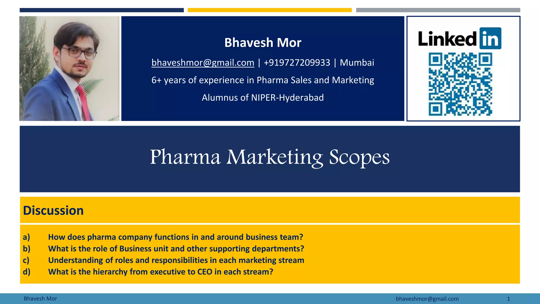 Pharma Marketing Scopes by Bhavesh Mor | PPTX