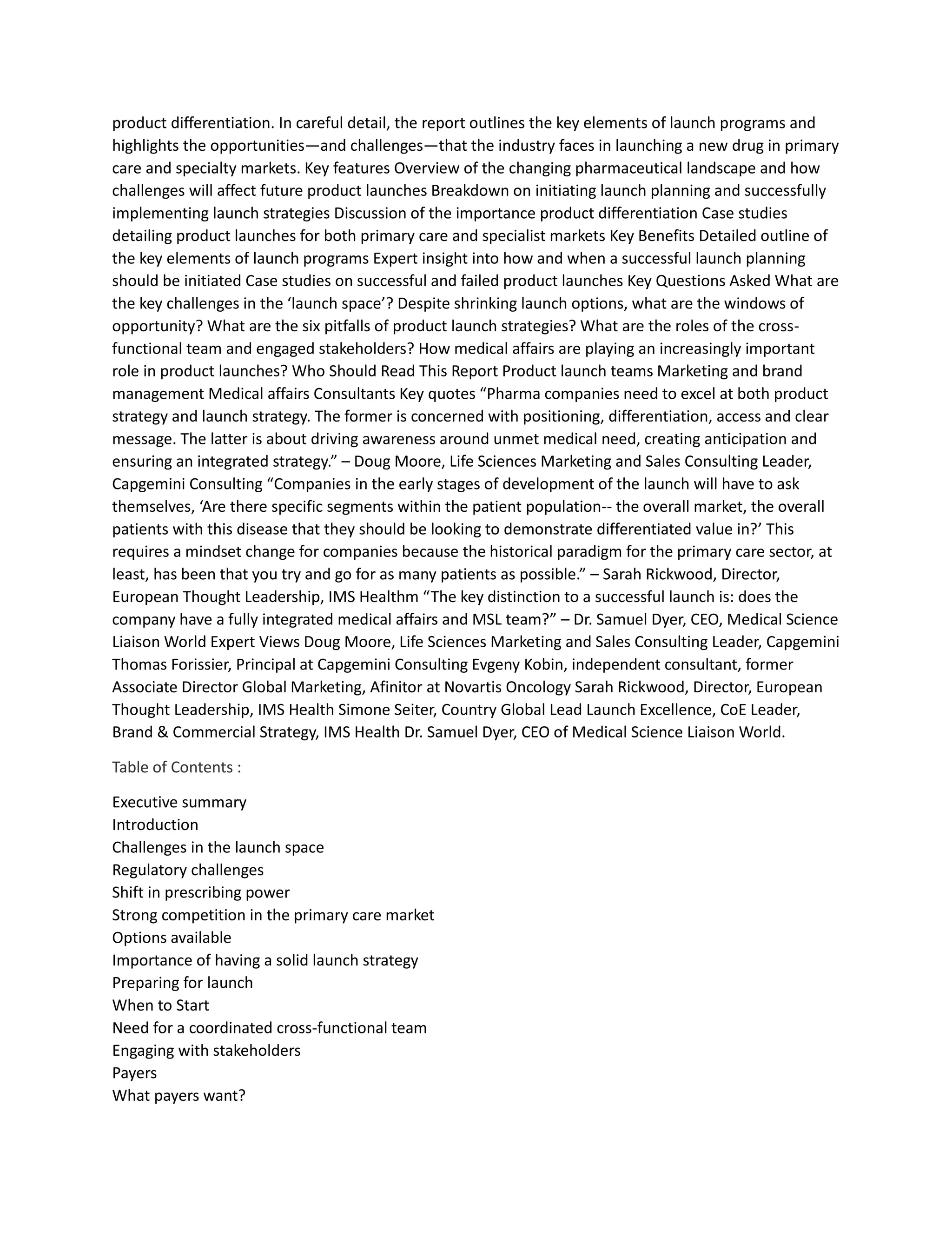 Pharma product launches | DOCX