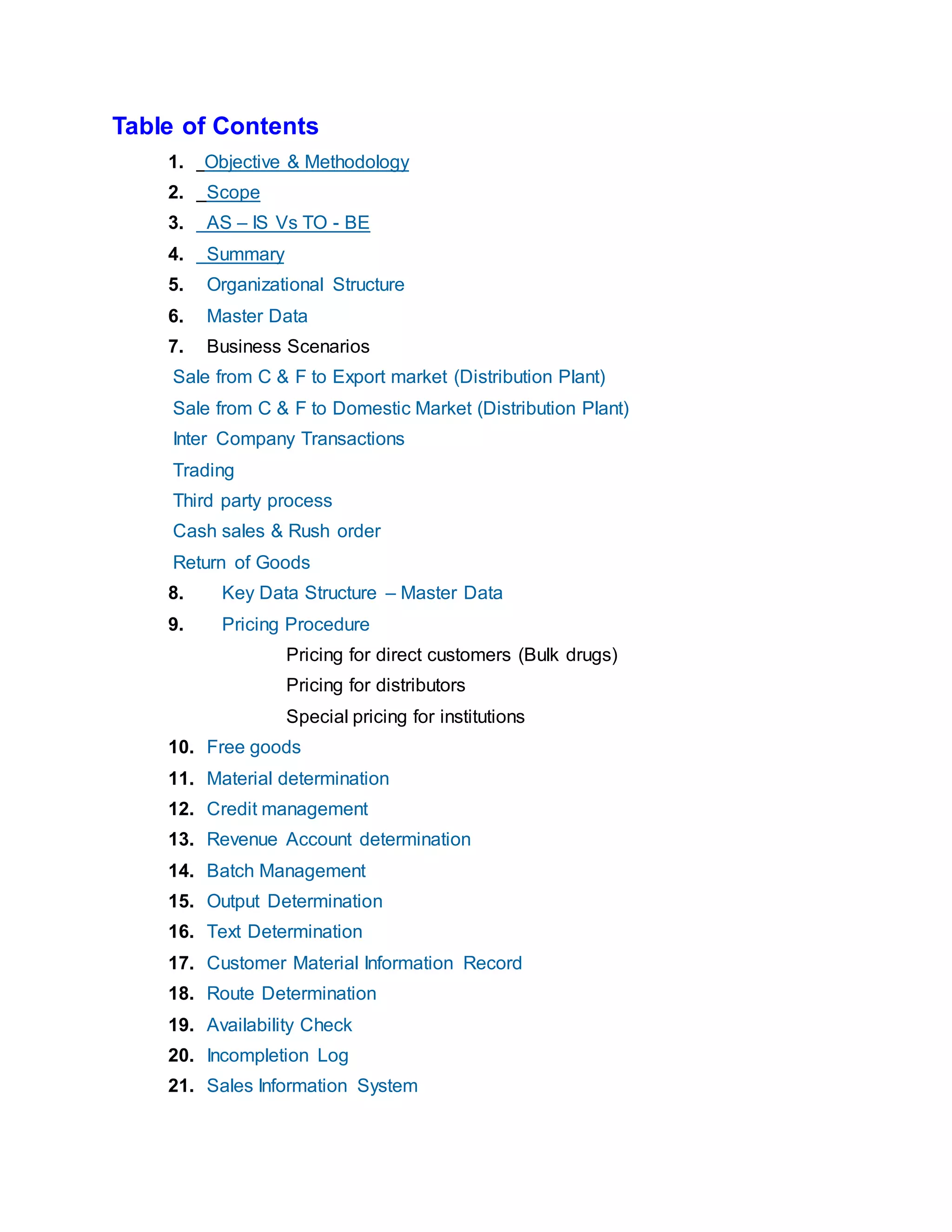 SAP SD Business Blueprint | DOCX