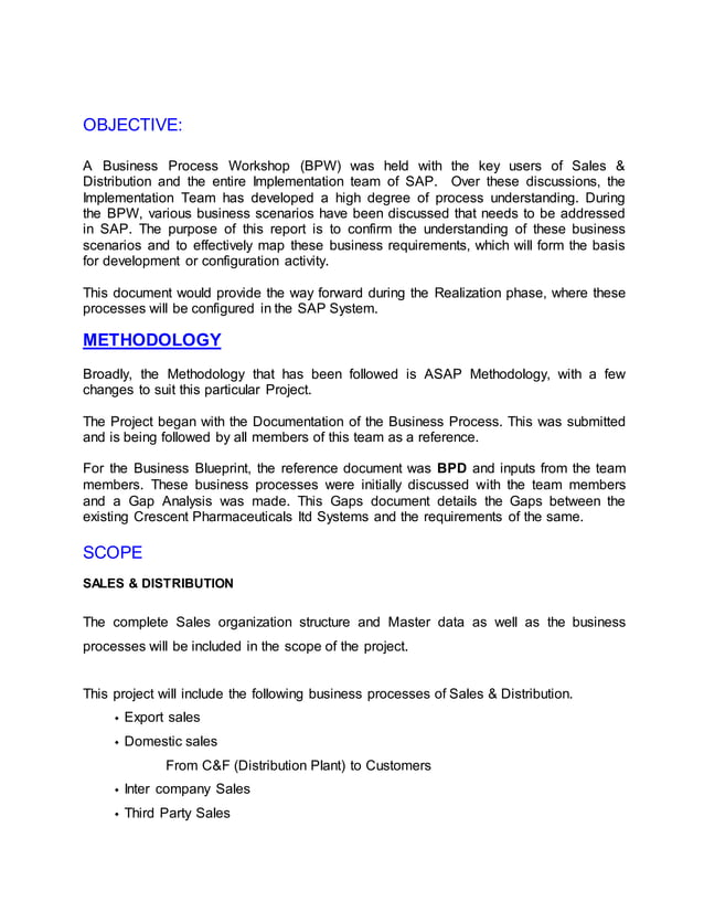 SAP SD Business Blueprint | DOCX | Logistics | Business