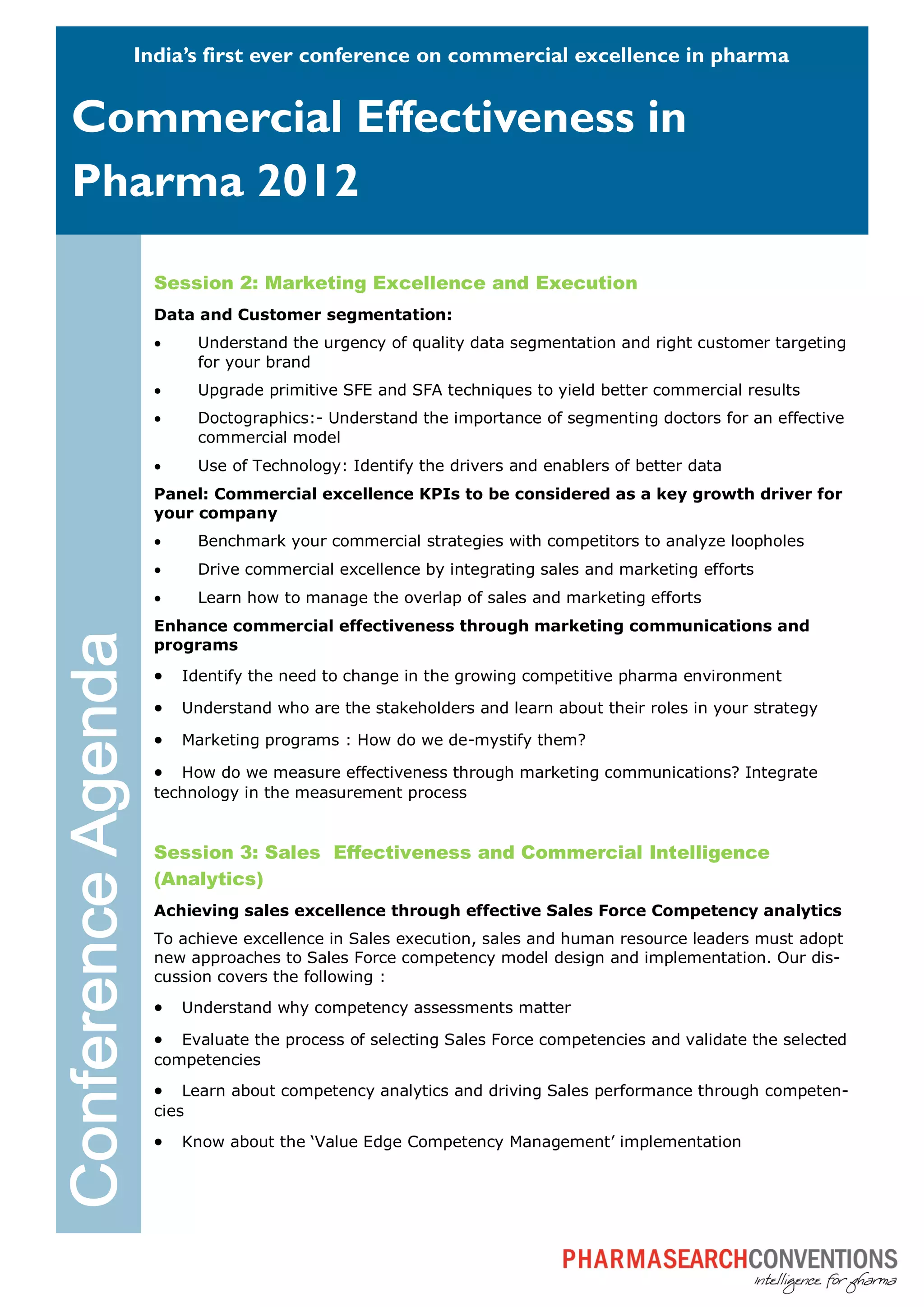 Commercial Effectiveness in Pharma 2012 | PDF