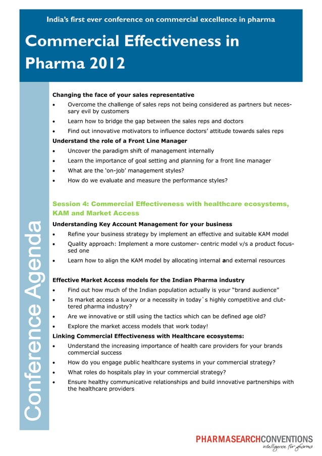 Commercial Effectiveness in Pharma 2012 | PDF
