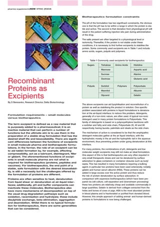 Pharma supplements recombinant proteins as excipients | PDF | Biotech and Biomedical Industry ...