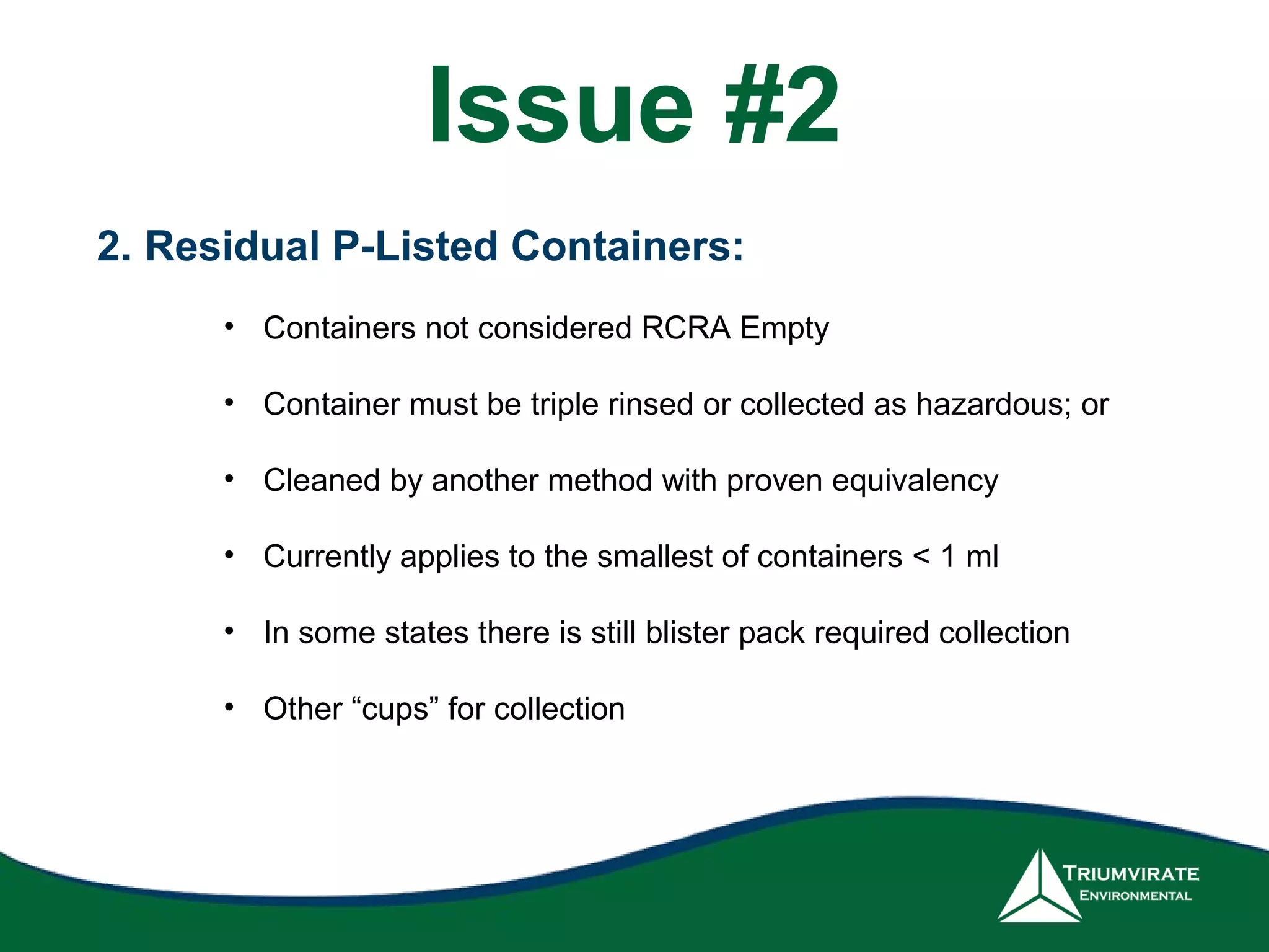 Demystifying the New EPA Hazardous Pharmaceutical Waste Rule | PDF