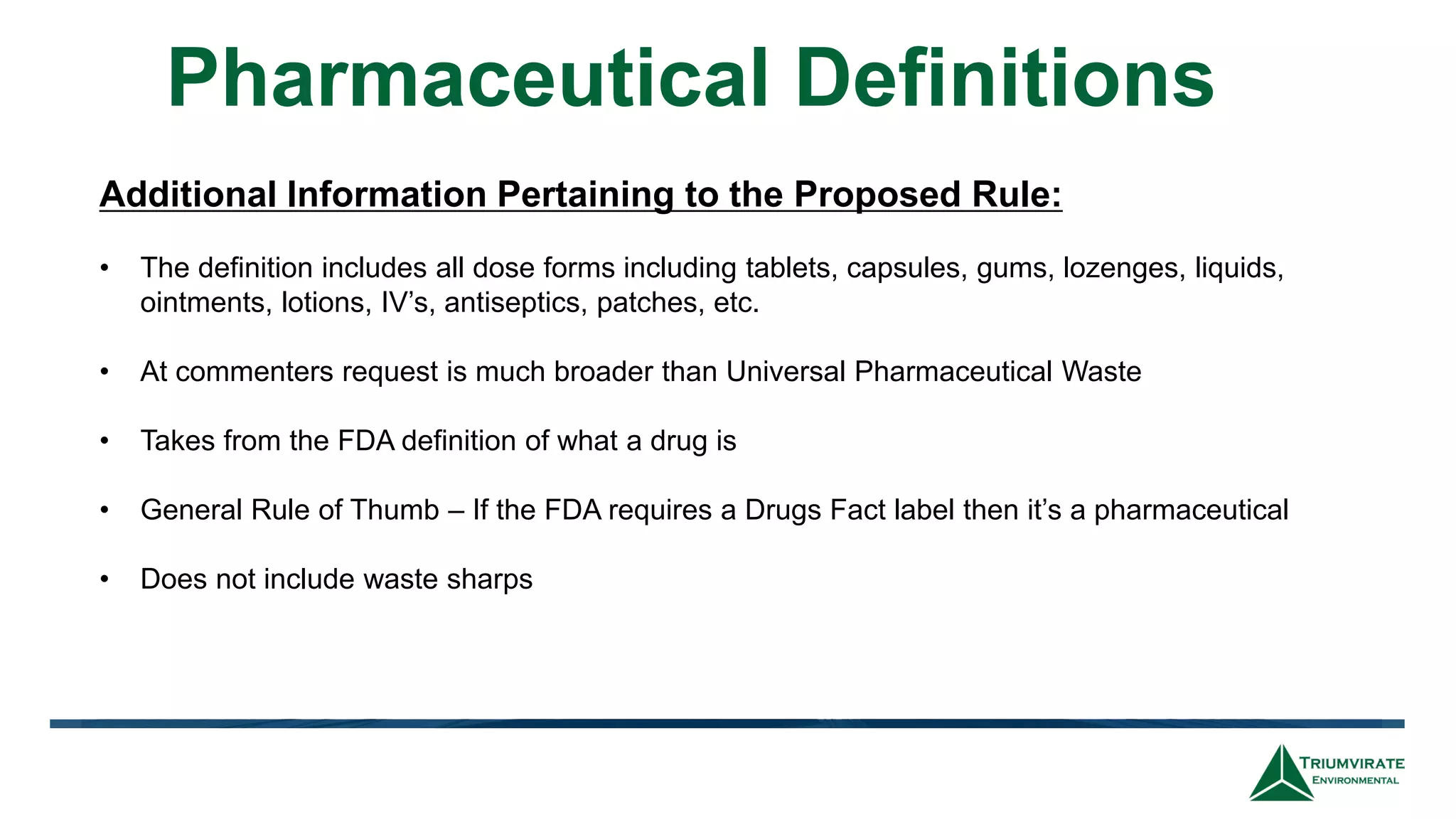 Management Standards for Hazardous Waste Pharmaceuticals | PDF
