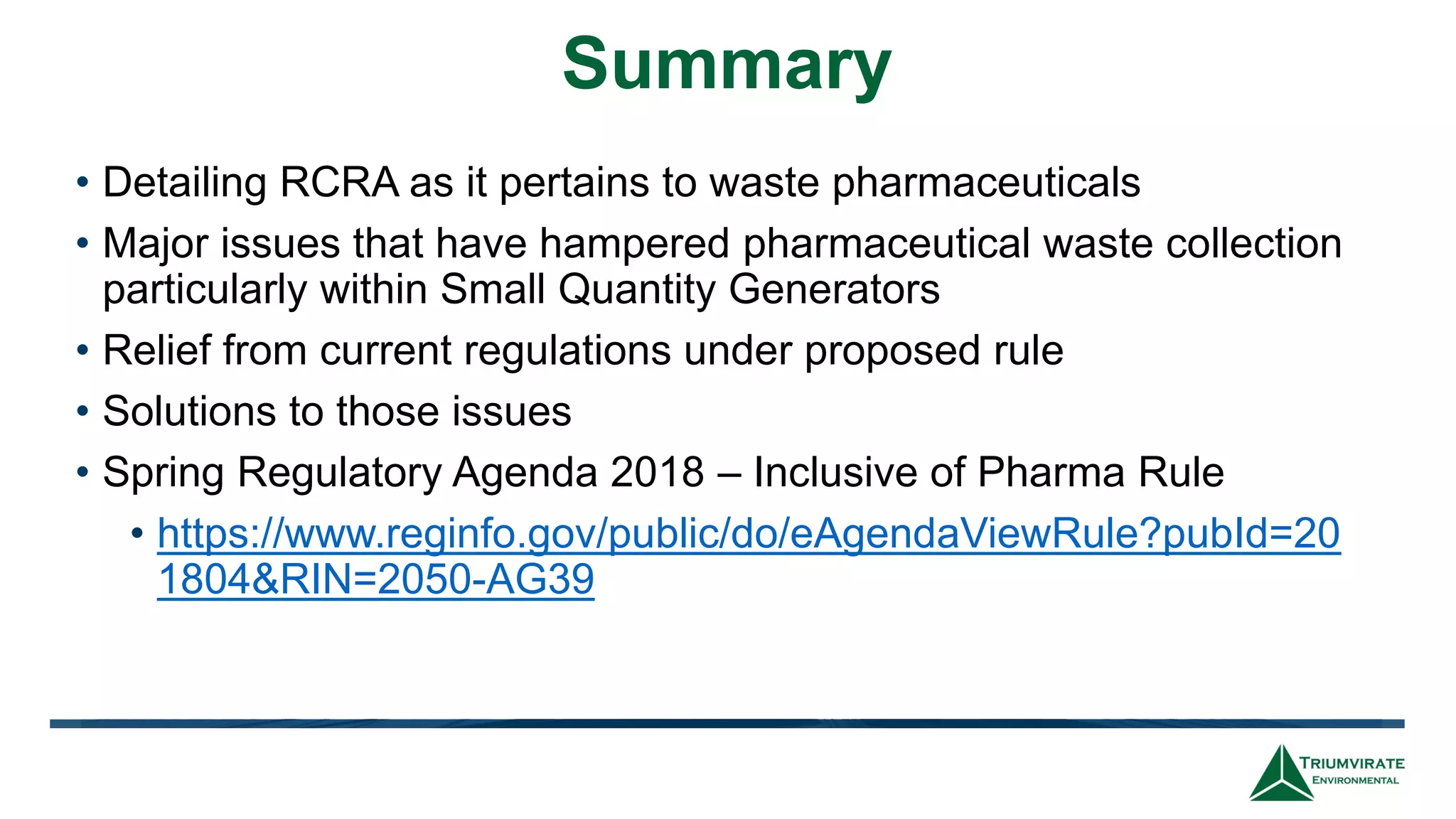 Management Standards for Hazardous Waste Pharmaceuticals | PDF