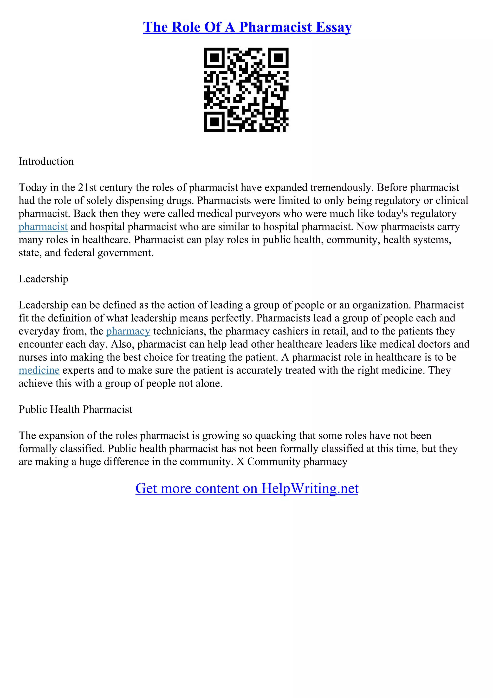 Pharmcas Essay Examples | PDF