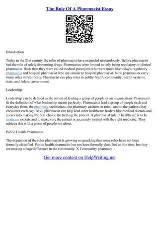 Pharmcas Essay Examples | PDF | Pharmaceutical Drugs | Medical Health