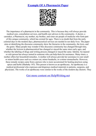 Pharmcas Essay Examples | PDF | Pharmaceutical Drugs | Medical Health