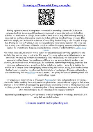 Pharmcas Essay Examples | PDF | Pharmaceutical Drugs | Medical Health