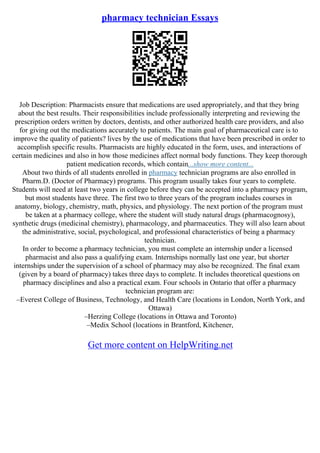 Pharmcas Essay Examples | PDF