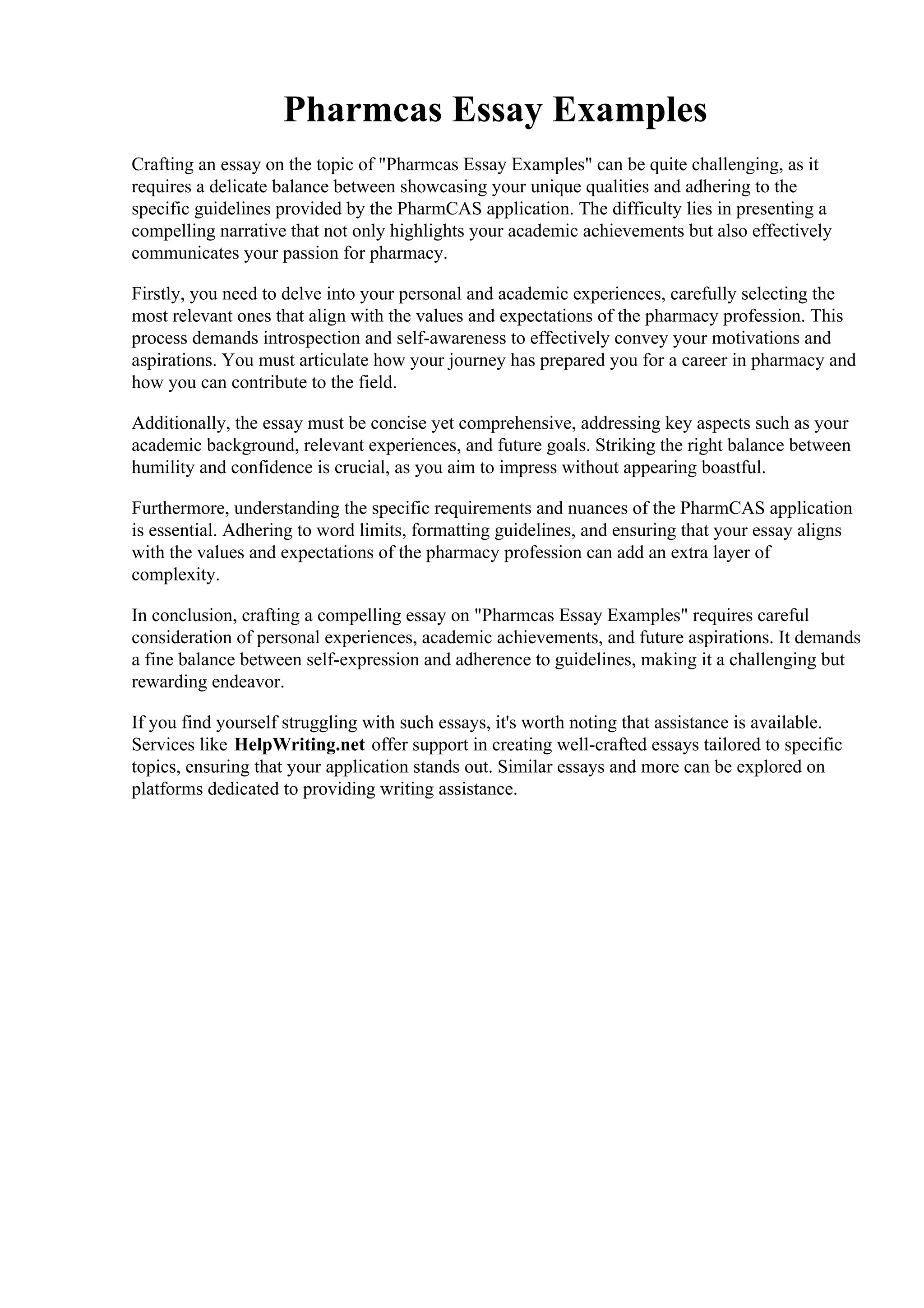 Pharmcas Essay Examples. PharmCAS Personal Essay Session UHCOP ...