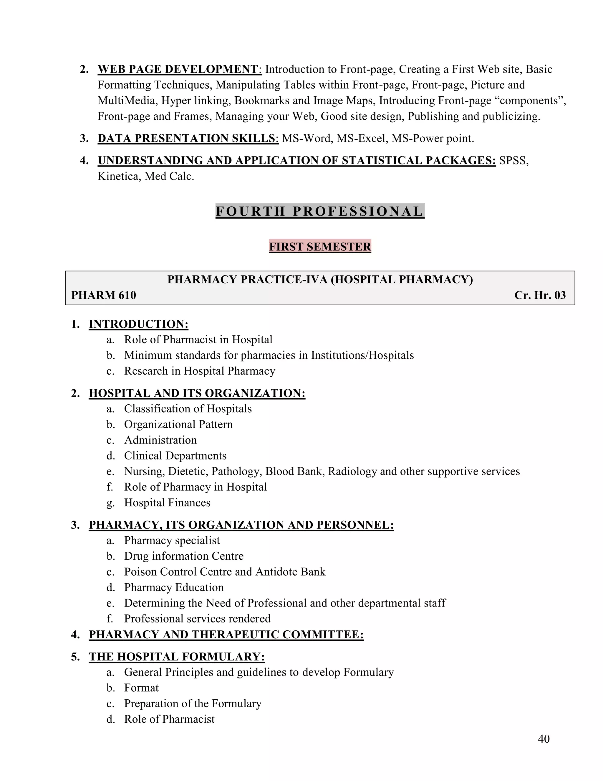Pharm d curriculum final 2013 | PDF | Pharmaceutical Industry | Industries