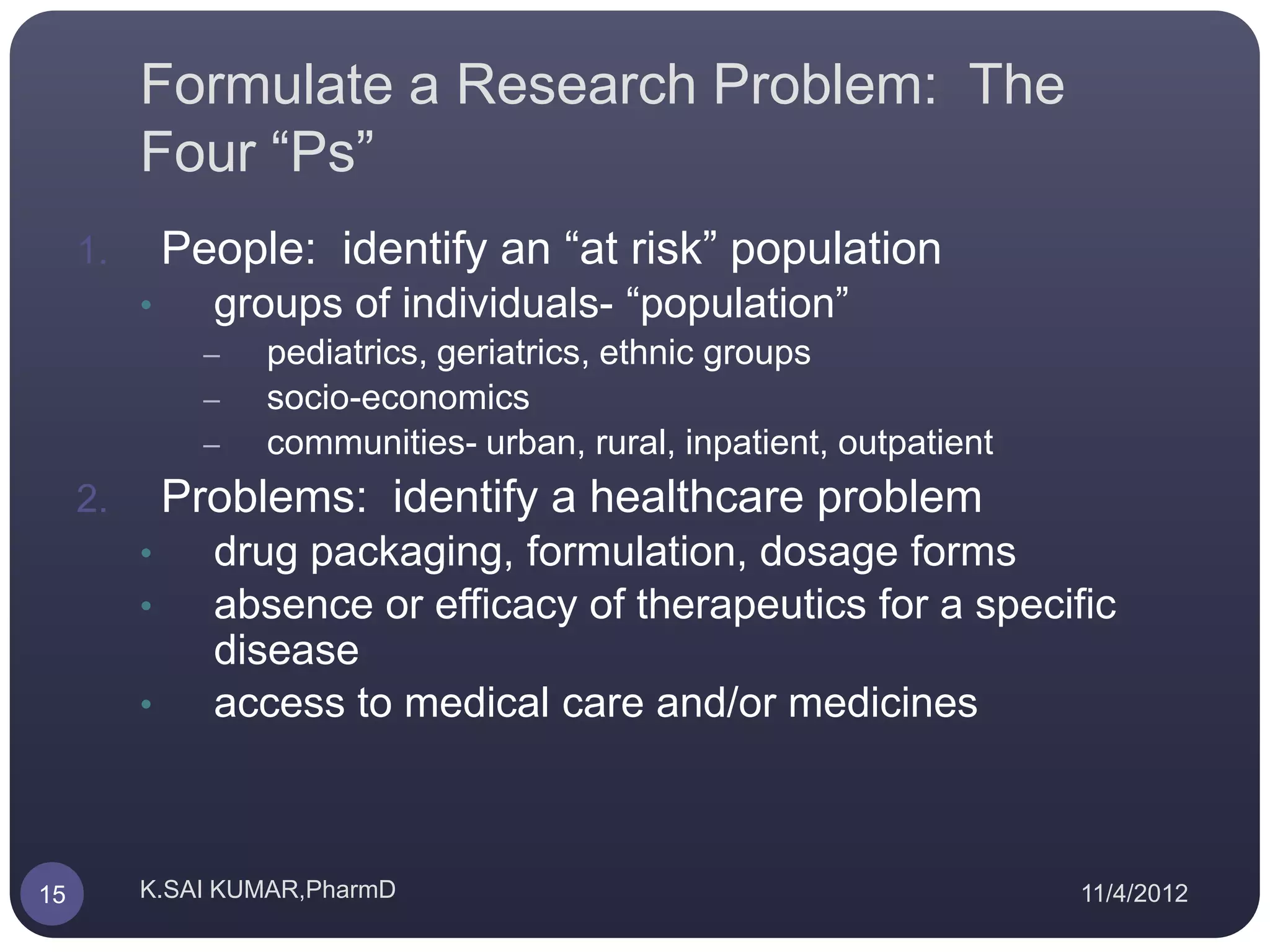 Pharm d research project | PPTX