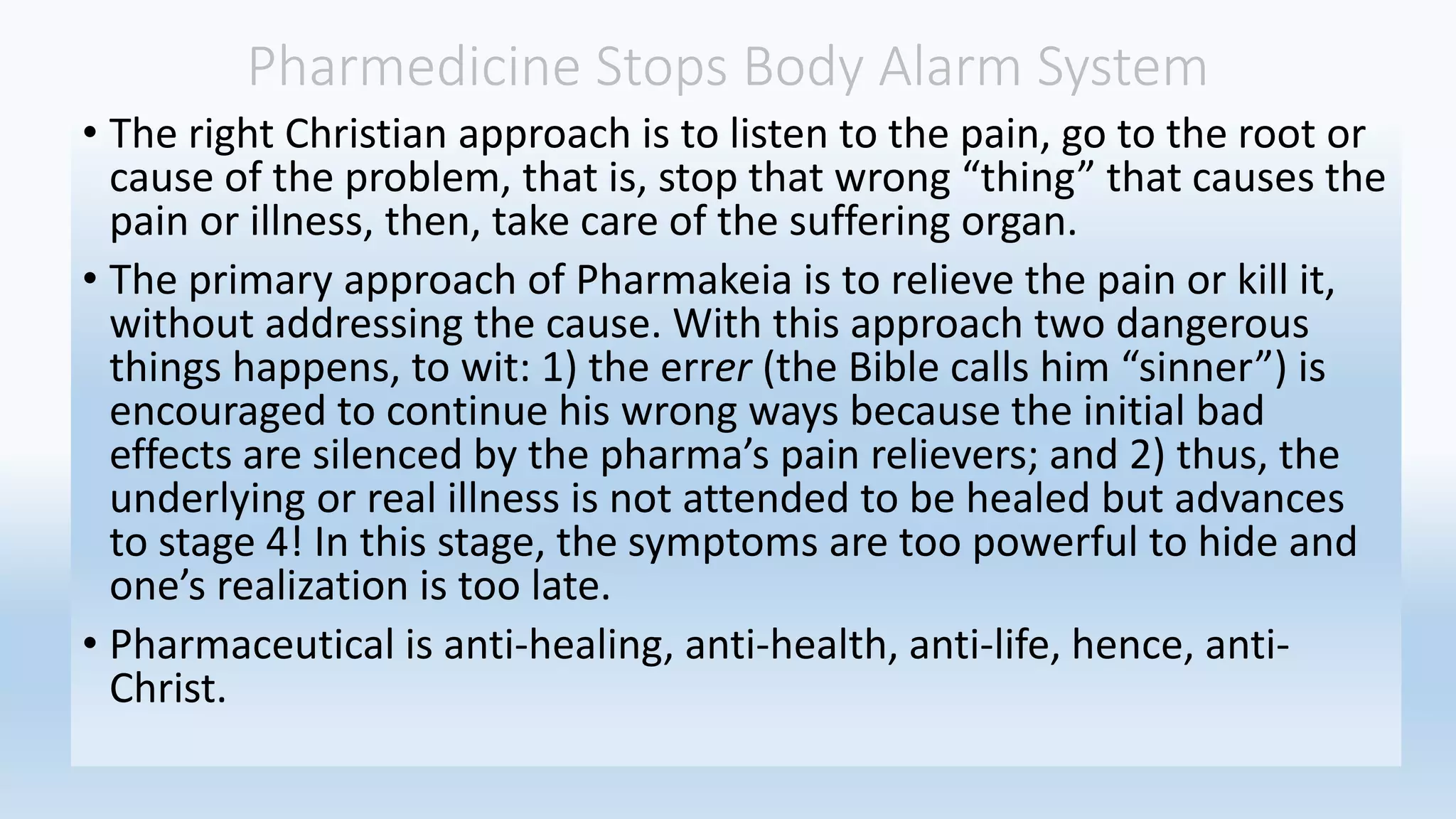 Pharmedicine Stops Body's Alarm System | PPT