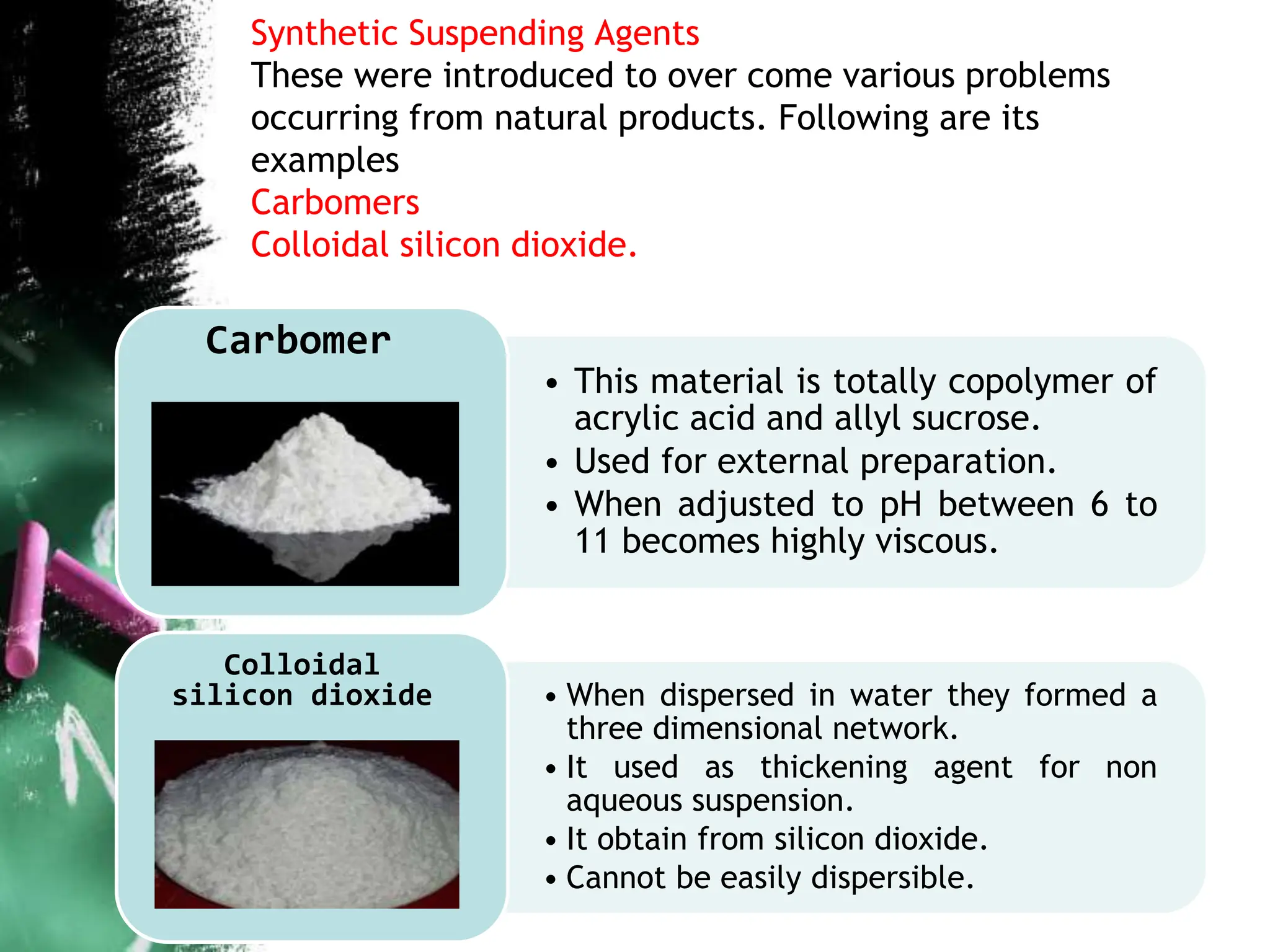 Pharm Excipients suspending and emulsifying agents | PPTX