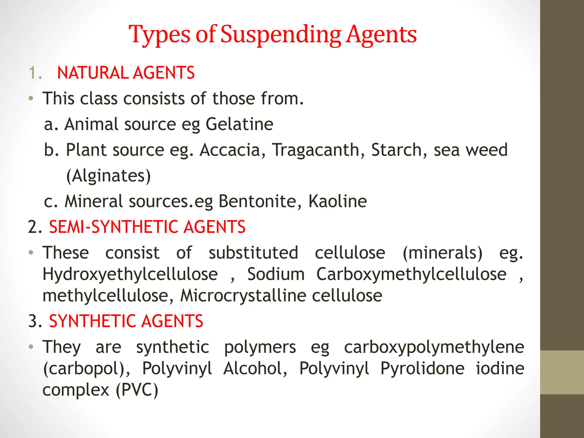 Pharm Excipients suspending and emulsifying agents | PPTX
