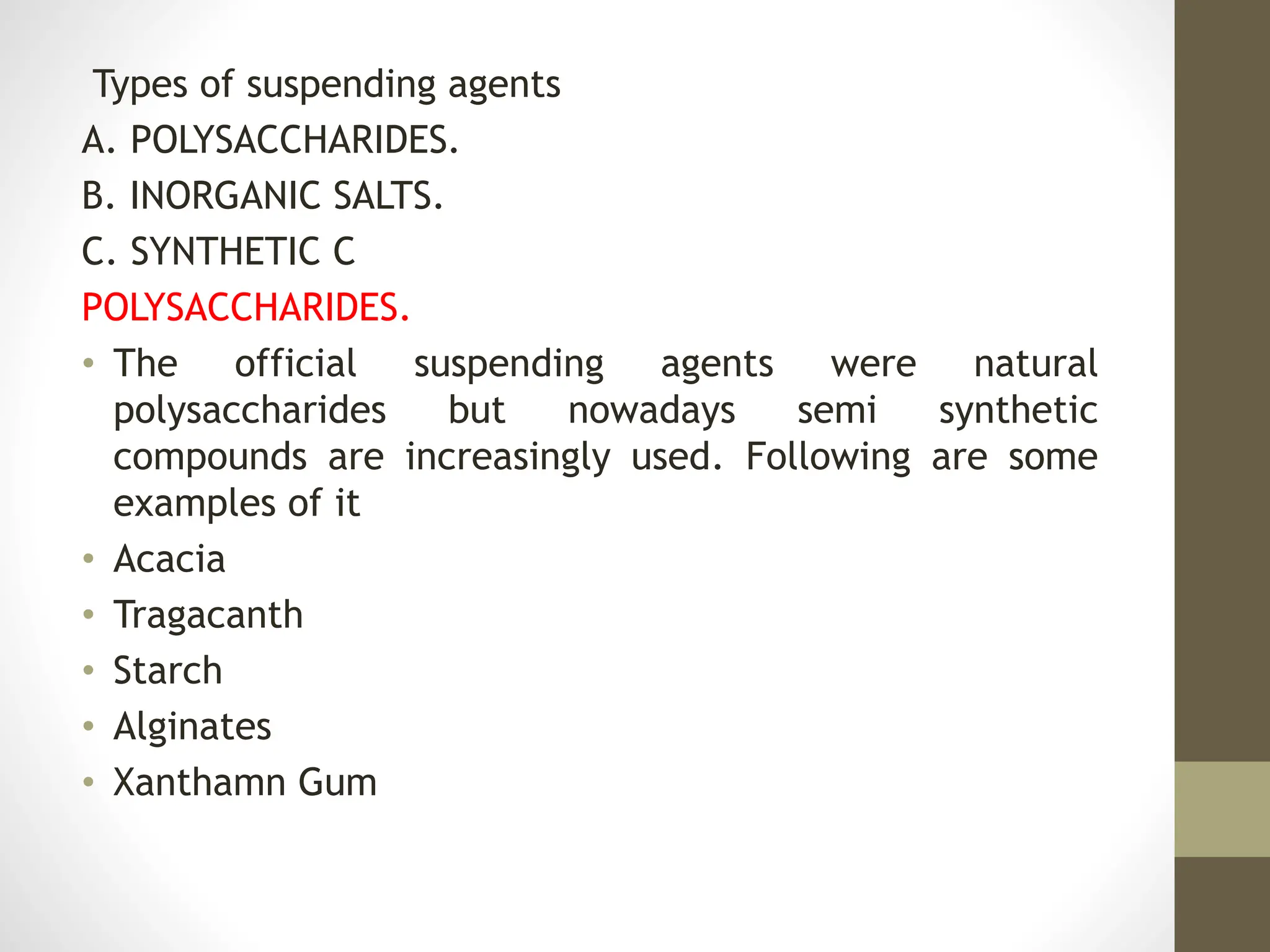 Pharm Excipients suspending and emulsifying agents | PPTX