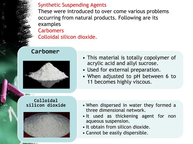 Pharm Excipients suspending and emulsifying agents | PPTX | Chemistry ...